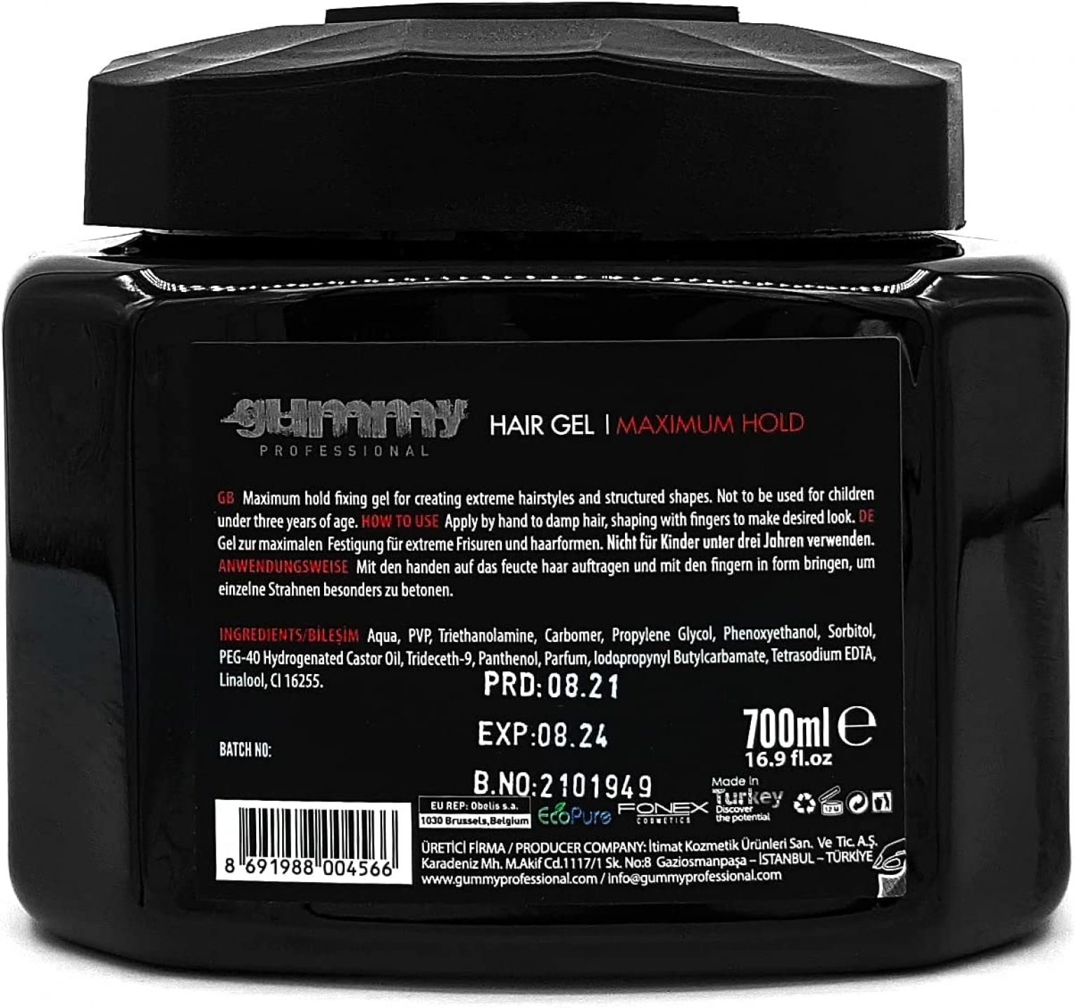 Gummy ORIGINAL HAIR STYLING GEL 700ML BY FONEX NO.1 BARBER STYLING HAIR ...